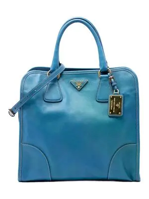 Prada Saffiano Lux Shopping Tote Satchel - Blue