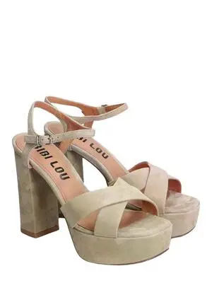 BIBI LOU Platform Sandals With Crossover Straps - Neutrals