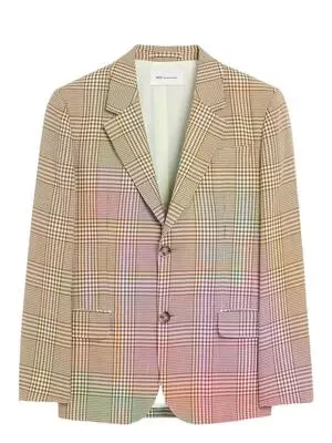 AMI Paris Wool Prince Of Wales Straight Jacket - Neutrals