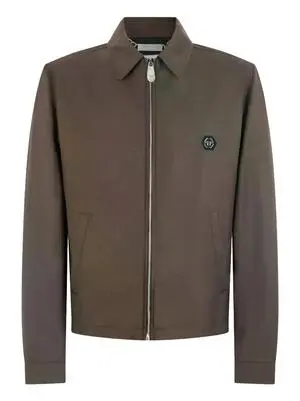 Philipp Plein Logo Plaque Zip-up Jacket - Brown