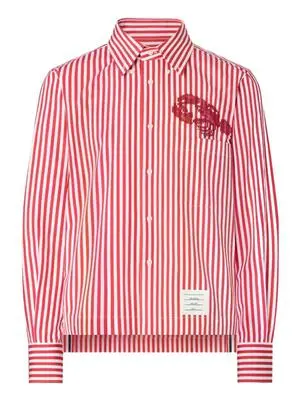 Thom Browne Lobster Striped Shirt - Red