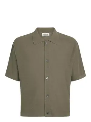 FRAME Silk-linen-blend Overshirt - Brown
