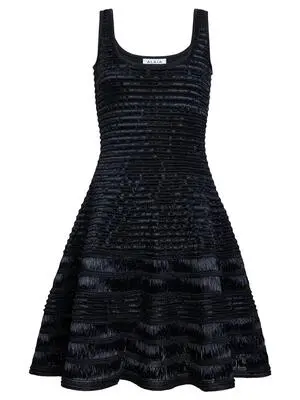 Alaïa Raffia Crochet Fit & Flare Mini Dress - Black