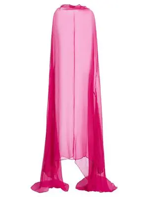 Dries Van Noten Cape-sleeve Silk Dress - Fuchsia