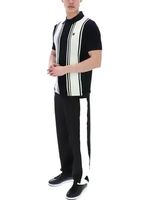 FILA Buddy Bowling Vertical-stripe Polo Shirt - Black