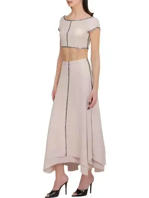 CONTESSA MILLS Coraline Button-embellished Cropped Top - Pink