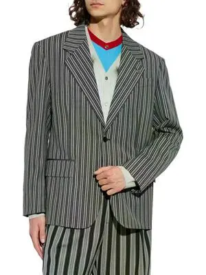 Versace Striped-pattern Single-breasted Blazer - Black