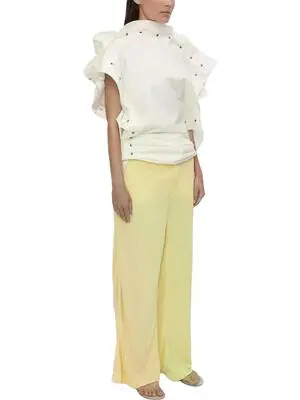 Christopher Esber Spiral Stone Snap Ruffled Top - Neutrals
