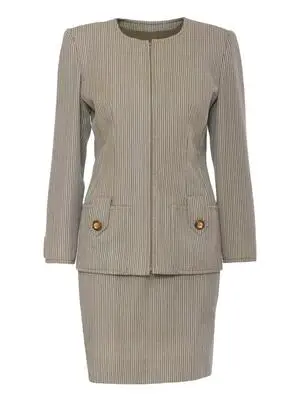 Vintage Striped Button Dress - Neutrals