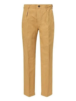 DRAKE'S Straight-leg Cotton And Linen Trousers - Buff