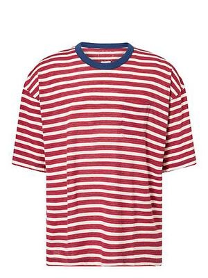Visvim Mondo Border Striped Wool And Cotton-blend T-shirt - Red