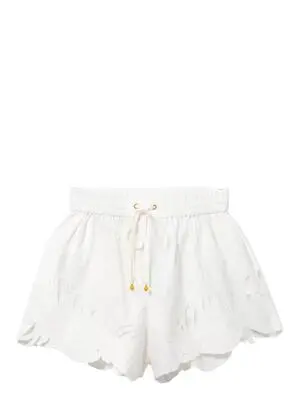 Zimmermann Mahon Embroidered Cut-out Shorts - Neutrals