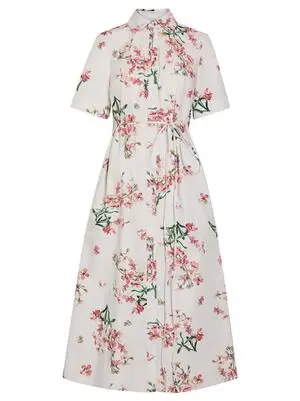 Erdem Floral-print Cotton-poplin Midi Shirt Dress - Multicoloured
