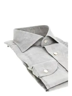 BORRIELLO NAPOLI Slub-texture Spread-collar Shirt - Grey