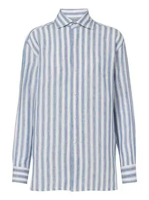 Ralph Lauren Striped Linen Shirt - Blue
