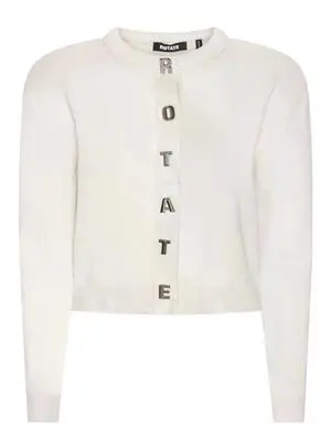 ROTATE BY BIRGER CHRISTENSEN Long-sleeve Cardigan With Letter Embellishment - Neutrals