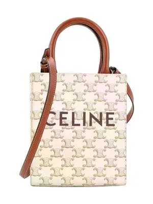 Celine Vertical Cabas Tote Triomphe Coated Canvas Mini Satchel - Brown