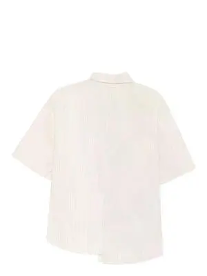 CROQUIS Embroidered Logo Pinstripe Shirt - Neutrals
