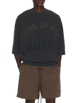 Fear Of God French Terry Baseball Cut Sleeve Sweatshirt - Black