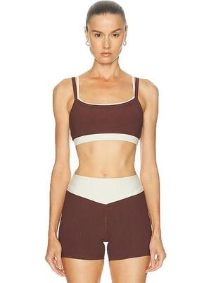 Year Of Ours Ribbed Layer Bralette - Choc & Shell