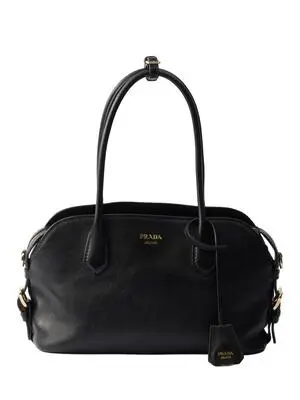 Prada Prada Signet Medium Leather Tote Bag Black