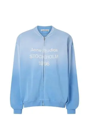 Acne Studios Fiah Garment-dyed Printed Cotton-blend Jersey Zip-up Sweatshirt - Blue