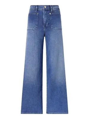 FRAME Le Slim Palazzo Crop High-rise Wide-leg Jeans - Blue