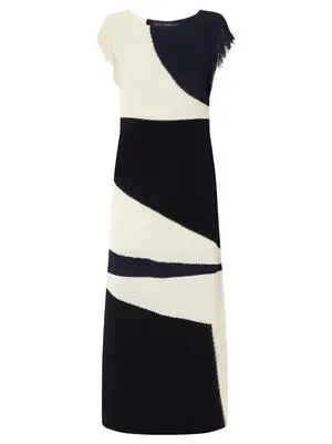 Proenza Schouler Saskia Intarsia-knit Woven Midi Dress - Multi