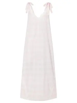 Posse Marylin Gingham Lace-trimmed Cotton Maxi Dress - Multi