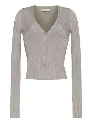 Adam Lippes Greer Ribbed-knit Cardigan - Silver