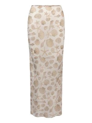 OMNES Omnes Cierra Shell-Print Chiffon Maxi Skirt Painterly Shellprint