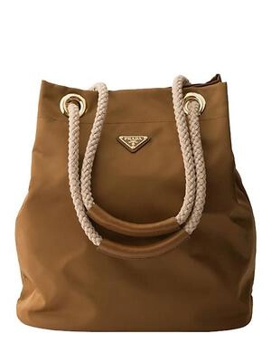 Prada Re-nylon Woven Bucket Bag - Brown