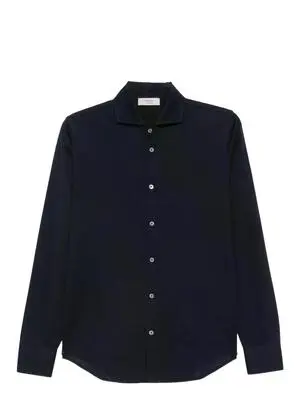 FERRANTE Piqué Long-sleeve Shirt - Blue