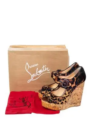 CHRISTIAN LOUBOUTIN Melides Leopard-print Wedge Sandals - Brown