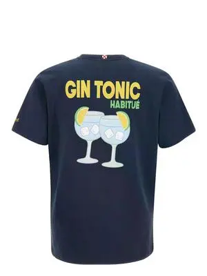 MC2 SAINT BARTH Graphic-print Logo-embroidered T-shirt - Blue