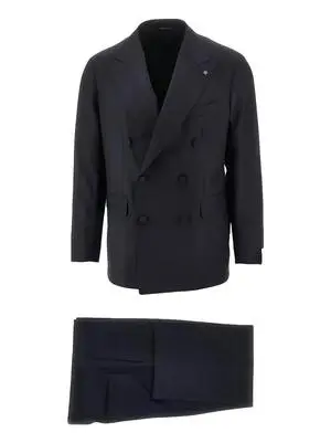 Tagliatore Super 110's Double-breasted Wool Suit - Blue