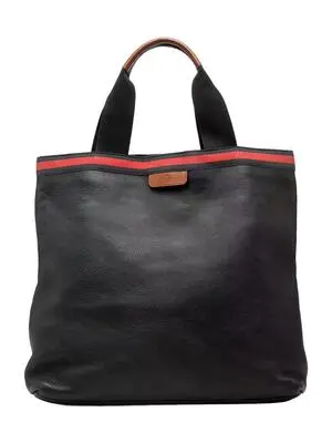 GUCCI Gucci Calfskin Web Tote Bag