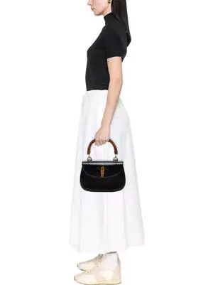 Gucci 20th Century Calfskin Bamboo Top Handle Bag - Black
