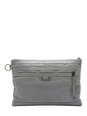 Balenciaga Lambskin Leather Clutch Bag - Grey