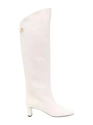 MAISON SKORPIOS 50mm Knee-high Leather Boots - Neutrals