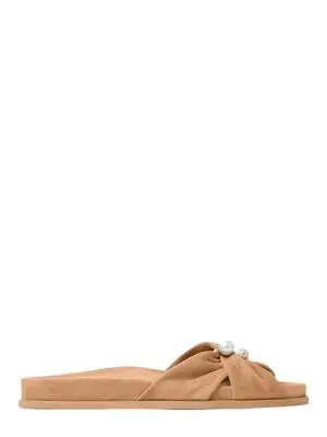 JIMMY CHOO Rafi Suede Flat Sandals - Neutrals