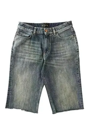 Balenciaga Faded Raw-cut Denim Shorts - Blue
