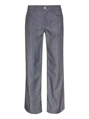 Rag & Bone Cam Striped Straight Trousers - Grey