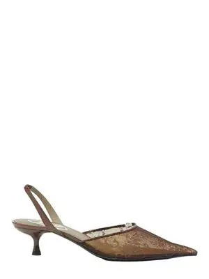 DIESEL® D-ten&half Slingbacks Pumps In Lace And Leather - Brown