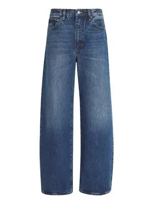 FRAME The Bow High-rise Barrel-leg Jeans - Blue
