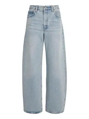 FRAME The Bow High-rise Barrel-leg Jeans - Blue