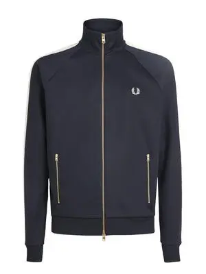 Fred Perry Embroidered Taped Track Jacket - Navy