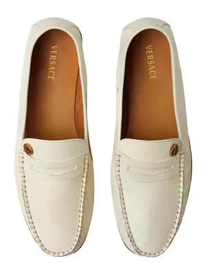 Versace Guanto Leather Loafers - Neutrals