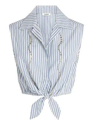 SANDRO Sandro Paris Embellished Tie Detail Shirt