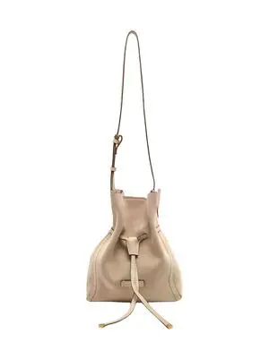 GIANNI CHIARINI Small Sienna Drawstring Suede Bucket Bag - Neutrals